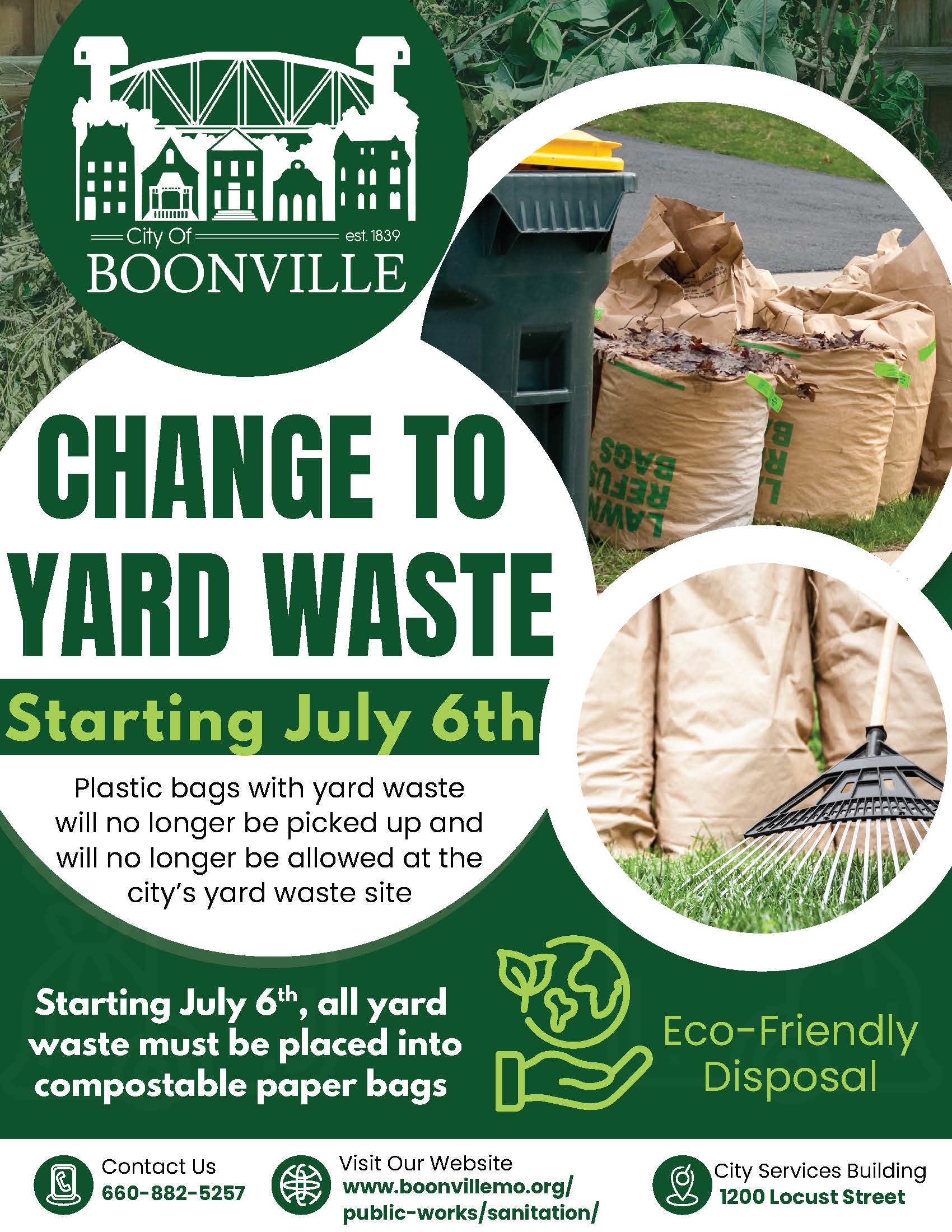 CHANGE TO YARD WASTE - Effective July 6, 2025 - City of Boonville